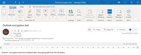 Seamless Office 365 Message Encryption Ome Never Works Brian Reid Microsoft 365 Subject
