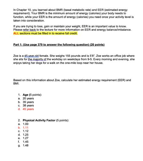 Solved In Chapter You Learned About BMR Basal Metabolic Chegg
