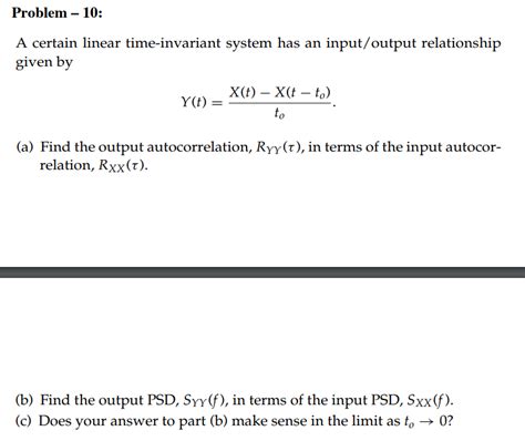 solved problem 10 a certain linear time invariant system