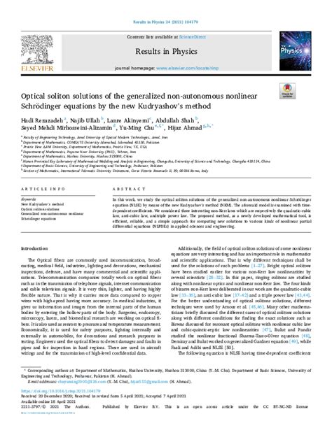 Pdf Optical Soliton Solutions Of The Generalized Non Autonomous
