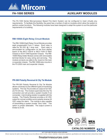 Mircom FA Series Microprocessor Based Fire Alarm System Owners Manual Manualzz