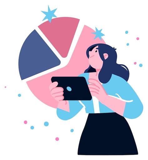 Premium Vector Businesswoman Analyzing Pie Chart On Tablet