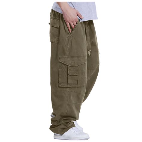 Dpytoraw Mens Hip Hop Baggy Cargo Pants With Multiple Pockets