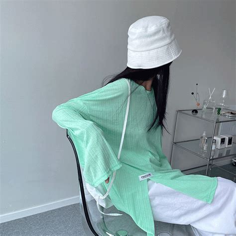 [빅사이즈 No땀자국] 서킷 시스루 오버핏 밑단 트임 쿨 롱티 에이블리