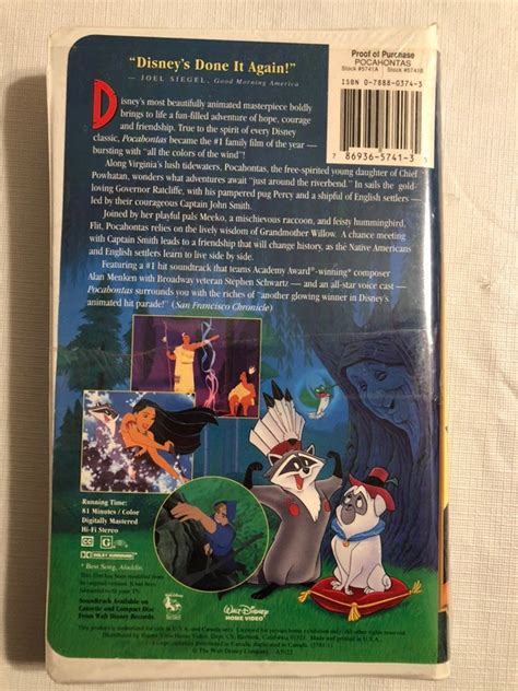 Walt Disney Masterpiece Pocahontas Vhs Walt Disney Black Diamond
