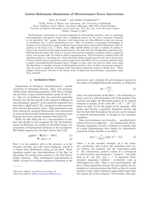 Pdf Lattice Boltzmann Simulations Of Microswimmer Tracer Interactions