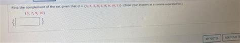 Solved Find The Complement Of The Set Given That