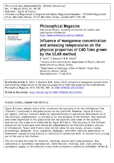 Pdf Influence Of Manganese Concentration And Annealing Temperatures