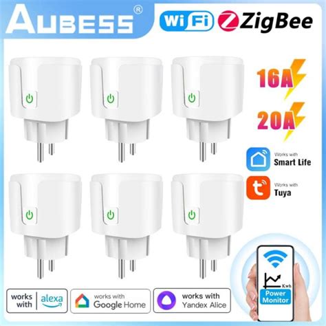 Aubess WiFi ZigBee Smart Plug Socket EU A A With Power Monitor For Tuya Smart Life Yandex
