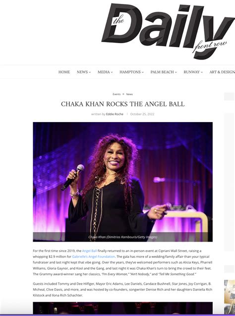 The Daily Chaka Khan Rocks The Angel Ball Gabrielles Angel Foundation