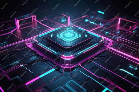 Premium Photo 3d Render Abstract Sci Fi Neon Background Network