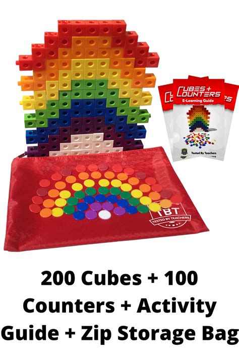 200 Math Link Cubes And 100 Math Counters Set With Learning Guide And Storage Case A 300pcs Math