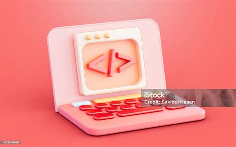 Html Website Code Interface On Laptop 3d Illustration Computer Stock