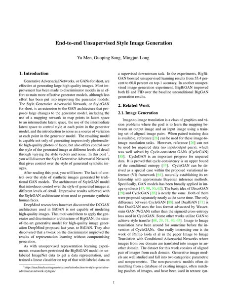 Pdf End To End Unsupervised Style Image Generation