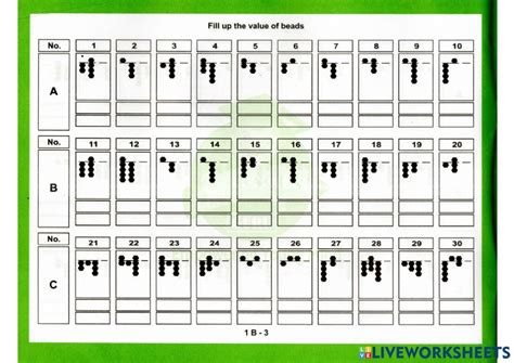Abacus Level 1 B Book 3 Online Exercise For Live Worksheets