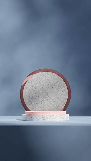 분홍색과 테라 조 연단 초상화 파란색 벽 및 원 3d 렌더링 이미지 빈 모형 0명에 대한 스톡 사진 및 기타 이미지 0명 3차원 형태 강단 Istock