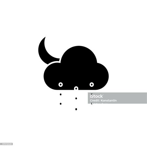 비 또는 눈 달 구름 아이콘 날씨 Ui와 Ux 웹사이트 또는 모바일 응용 프로그램에 대 한 설정의 간단한 문양 벡터 0명에 대한 스톡 벡터 아트 및 기타 이미지 Istock