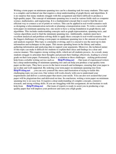 Term Paper On Minimum Spanning Tree Pdf Graph Theory Theoretical