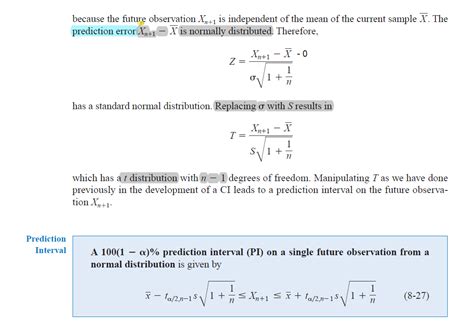 statistics prediction interval method explanation mathematics stack