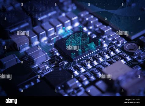 Modern Electronic Circuit Board With Processor Integrated Circuits And