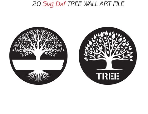 Svg Dxf Tree Wall Decor Metal Wood Laser CNC Router Machine Vector Files Etsy