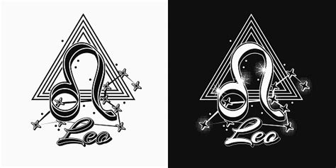 흑백 아이콘은 별자리가 있는 사자자리 텍스트 삼각형을 불 요소에 대한 연금술 기호로 사용합니다 별자리 난해한 요소 빈티지 스타일 0명에 대한 스톡 벡터 아트 및 기타 이미지