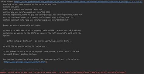 Python Failure To Install Psycopg2 In Pycharm Stack Overflow