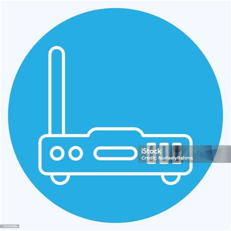 아이콘 라우터 컴퓨터 구성 요소 기호에 적합합니다 파란 눈 스타일 편집 가능한 간단한 디자인 디자인 템플릿 벡터 간단한 그림 0명에 대한 스톡 벡터 아트 및 기타 이미지