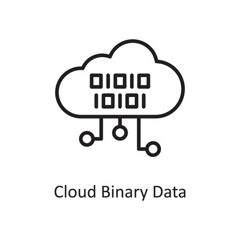 Cloud Binary Data Vector Outline Icon Design Illustration Business And