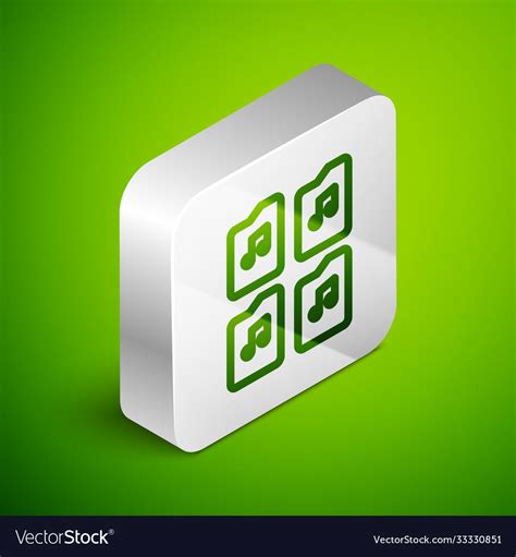 Isometric Line Music File Document Icon Isolated Vector Image