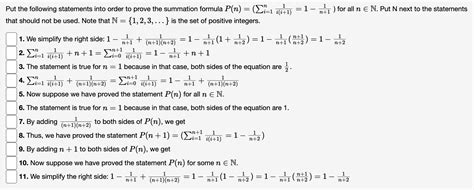 Solved Put The Following Statements Into Order To Prove The