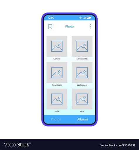 Photo Gallery Smartphone Interface Template Vector Image