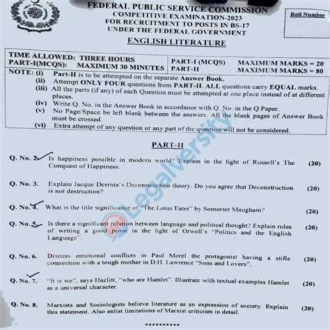 Css English Literature Past Paper 2023 Legalversity