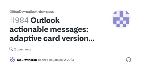 Outlook Actionable Messages Adaptive Card Version 1 0 · Issue 984 · Officedev Outlook Dev