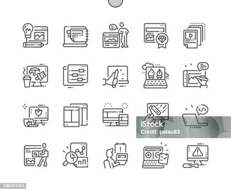 웹 디자인 잘 만들어진 픽셀 완벽한 벡터 얇은 라인 아이콘 30 웹 그래픽 및 응용 프로그램을위한 그리드 2x 간단한 최소한의