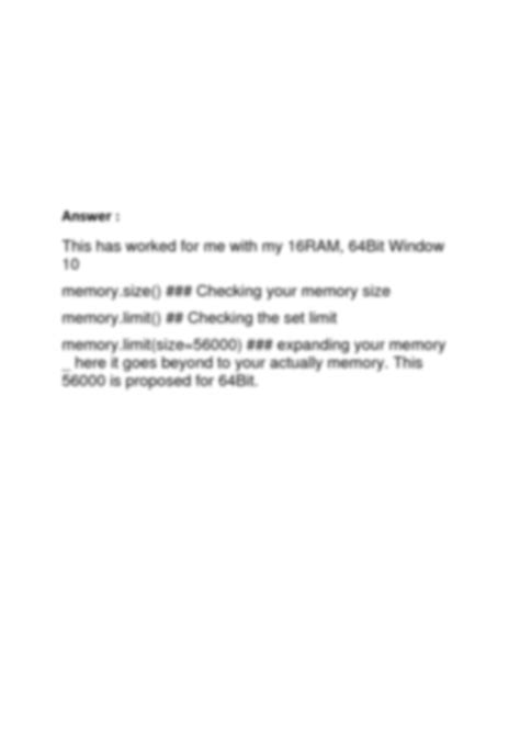 Solution How To Solve Error Cannot Allocate Vector Of Size 1 2 Gb In R