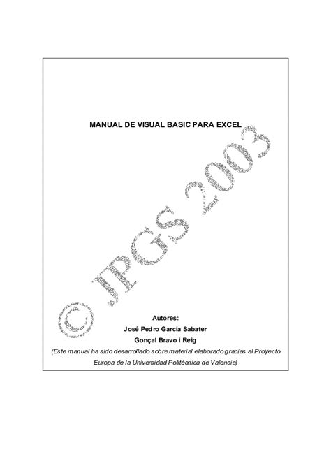 Pdf Manual De Visual Basic Para Excel Autores