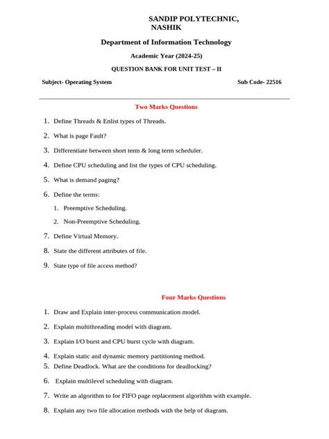 Osy Questions Pdf Scheduling Computing Concurrency Computer