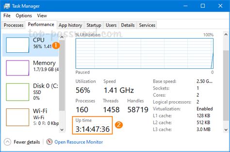 Check Last Reboot Time In Windows 10 Password Recovery