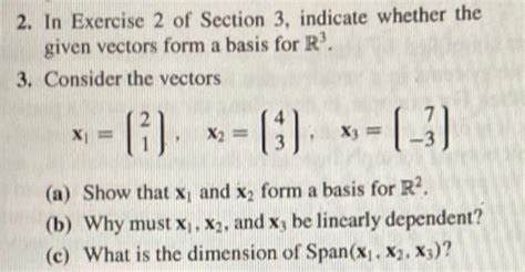 solved 2 in exercise 2 of section 3 indicate whether the