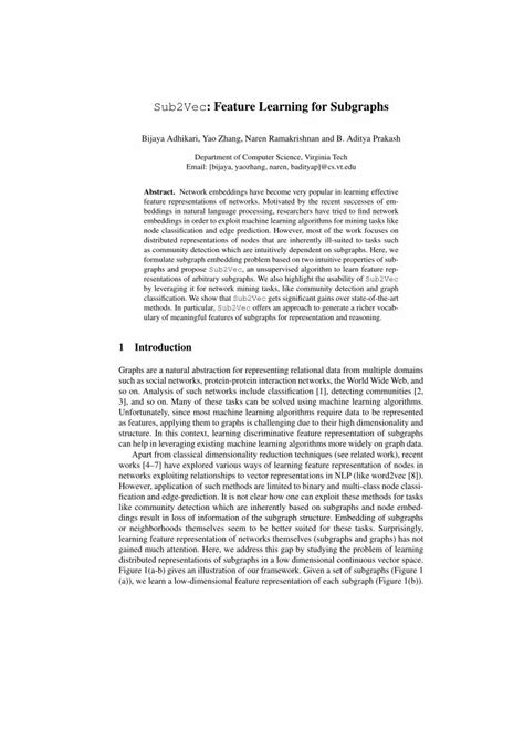 pdf sub2vec feature learning for subgraphsbadityap papers sub2vec pakdd18 pdf · sub2vec