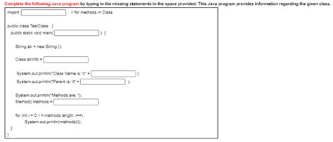 Solved Complete The Following Java Program By Typing In The Chegg