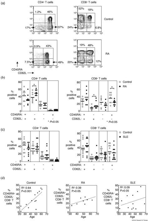 Decreased Effector Memory Cd45ra Cd62l Cd8 T Cells And Increased Central Memory Cd45ra Cd62l