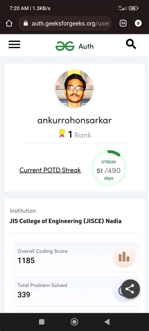 Ankur Sarkar On Linkedin Geeksforgeeks Consistency Consistencymatters Rank1 Placements