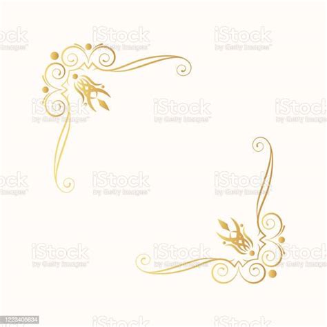 손으로 그린 황금 럭셔리 코너 프레임 화려한 골드 로얄 테두리 벡터 격리 소용돌이 배너 클래식 웨딩 초대 템플릿입니다 결혼식에