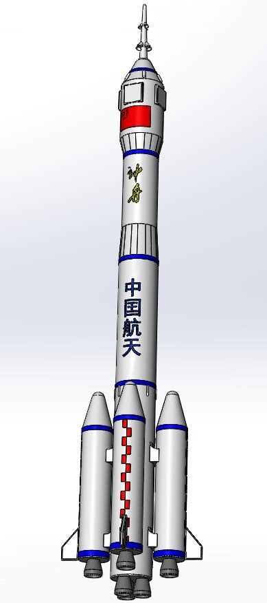 中国神舟飞船长征2F载人运载火箭 SOLIDWORKS 2015 模型图纸下载 懒石网