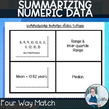 Summarizing Numerical Data Four Ways Matching Activity Math Game