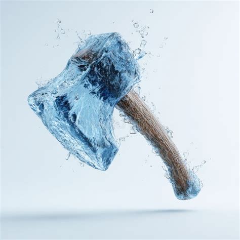 Frozen Ice Axe With Water Particles 3d Render Stock Illustration Illustration Of Creative
