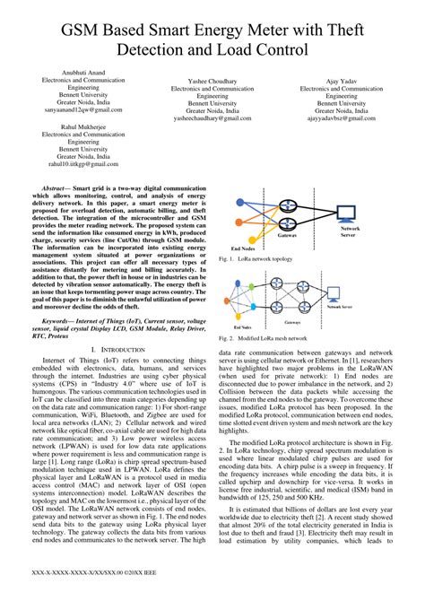 Pdf Gsm Based Smart Energy Meter With Theft Detection And Load Control