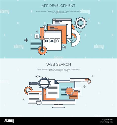 Vector Illustration Web Search Flat Computing Background Programming Coding Development